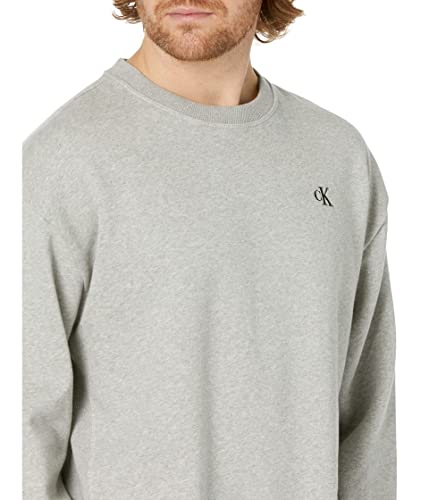 Calvin Klein Men's Relaxed Fit Monogram Logo Fleece Sweatshirt, Heroic Grey Heather, Medium
