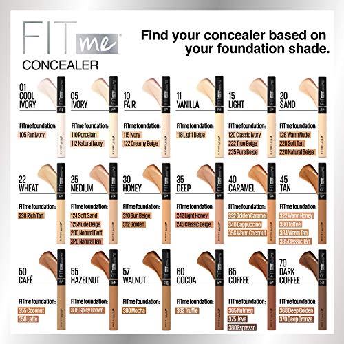 Maybelline Fit Me Liquid Concealer Makeup, Natural Coverage, Oil-free, Ivory, 1 Count