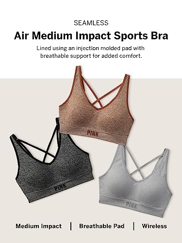 Victoria's Secret Pink Active Seamless Air Sports Bra, Medium Impact, Grey (S)
