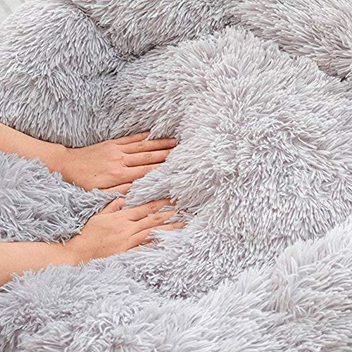 Fuerlun Dog Bed, Square Calming Warming Plush Cuddler, XL Extra Large Dog Bed & Furniture Anti Anxiety Cushion Bed (Light Gray, L)