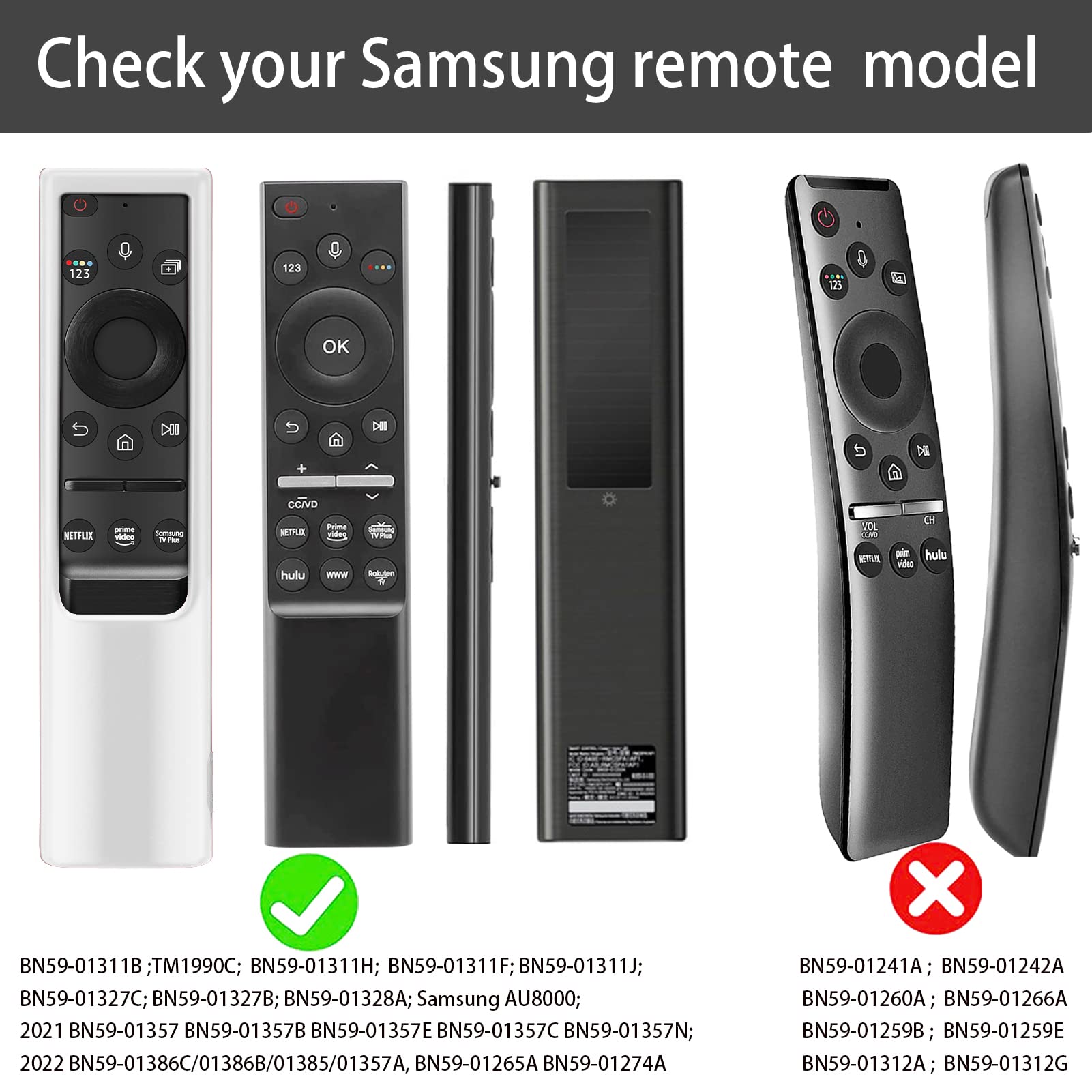 Case Compatible with Samsung Smart TV Remote Control 2021/2022, Remote Cover for Samsung Solar Cell Remote BN59-01357 BN59-01385 BN59-01265A Universal Silicone Skin Sleeve Glow in The Dark White