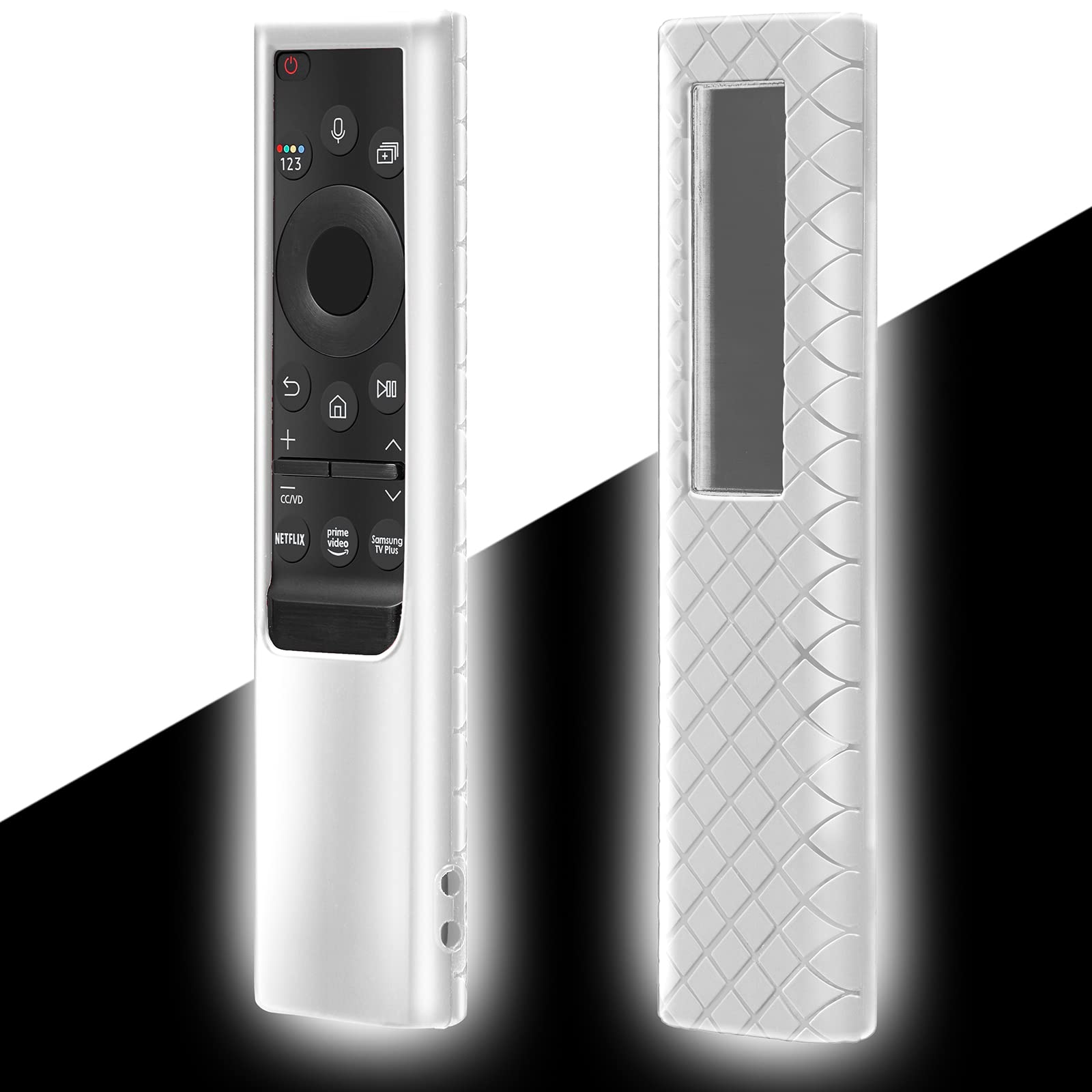 Case Compatible with Samsung Smart TV Remote Control 2021/2022, Remote Cover for Samsung Solar Cell Remote BN59-01357 BN59-01385 BN59-01265A Universal Silicone Skin Sleeve Glow in The Dark White