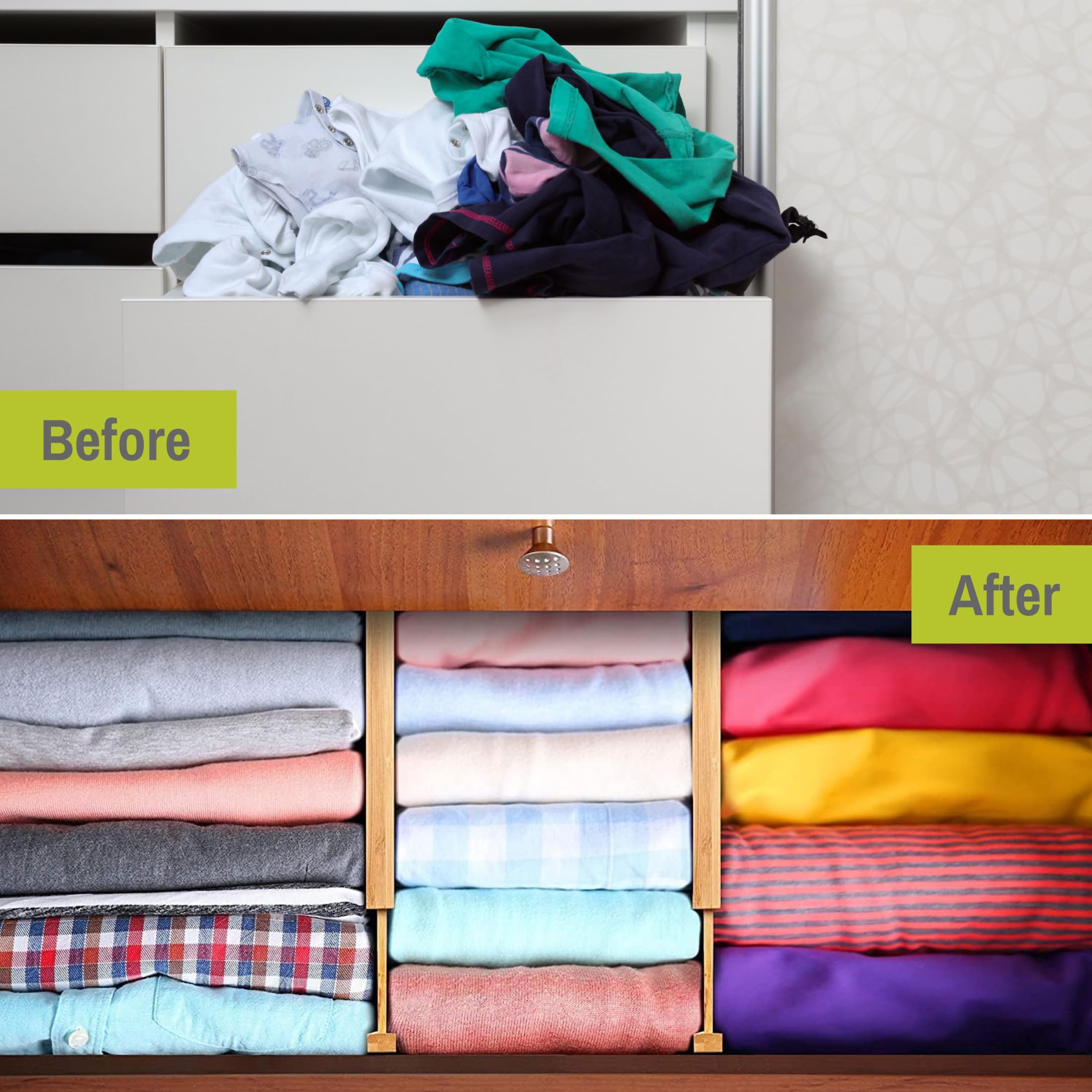 Homemaid Living Bamboo Drawer Dividers, Adjustable & Expandable Kitchen Drawer Organizer, Ideal for Silverware Drawer Organizer, Dresser Drawer Organizer or Bedroom and Bathroom Drawer Organizer