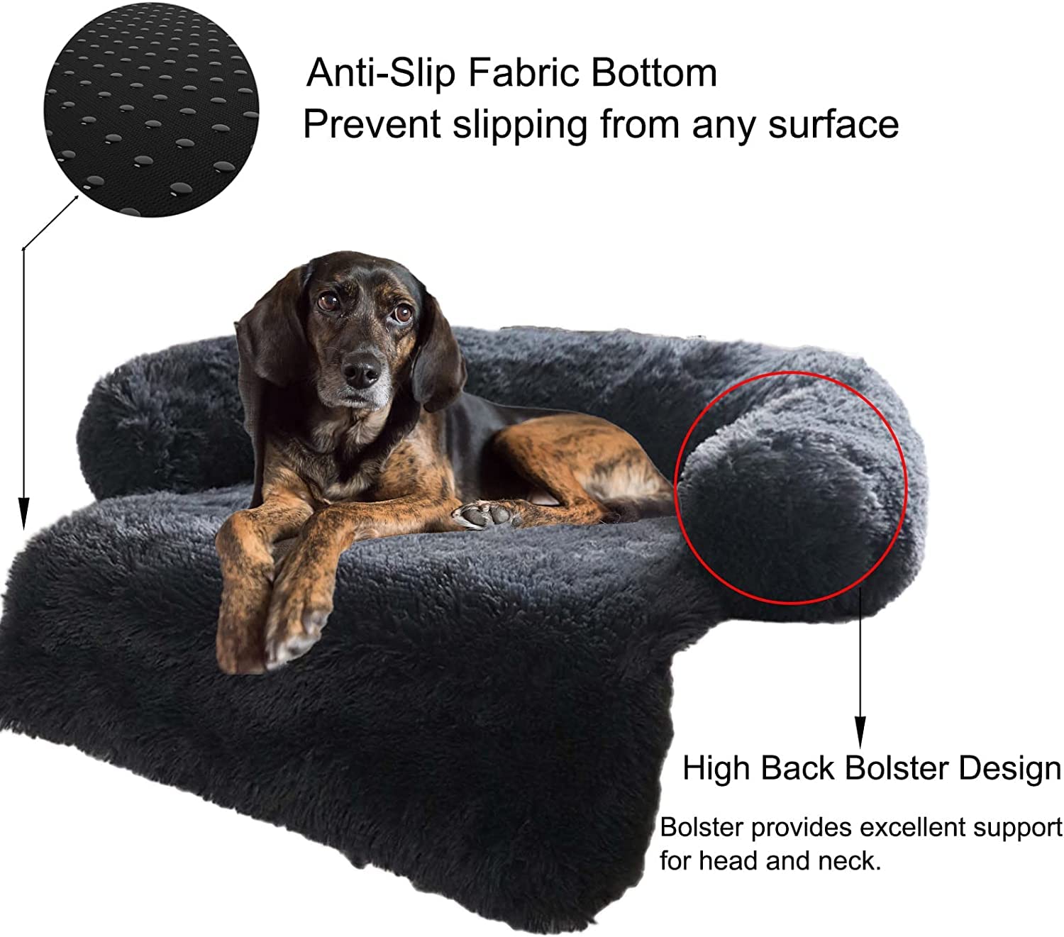 Berocia Calming Dog Bed Soft Fluffy Plush Dog Mat for Sofa Couch Pet Furniture Protector with Washable Cover for Large Medium Small Dogs Cats Puppy Thick Blanket Cushion Kennel with Nonskid Bottom