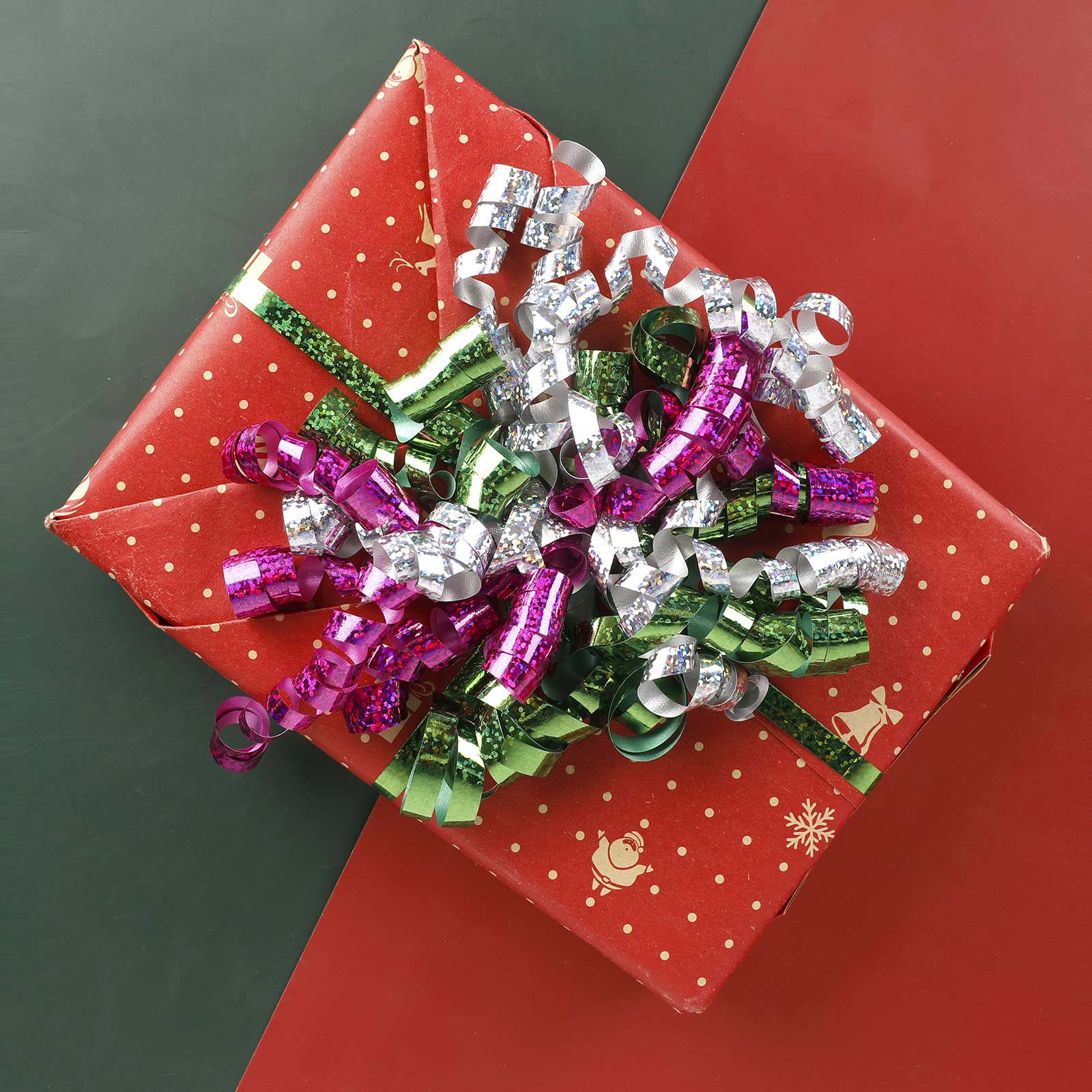 WELTOKE 48 Rolls Curling Ribbon Sparkly Balloon String Roll Gift Wrapping Ribbon for Wrapping, Crafting, Wedding, Party, Festival, Florist Flower(1/5" Wide /8 Laser Colors)