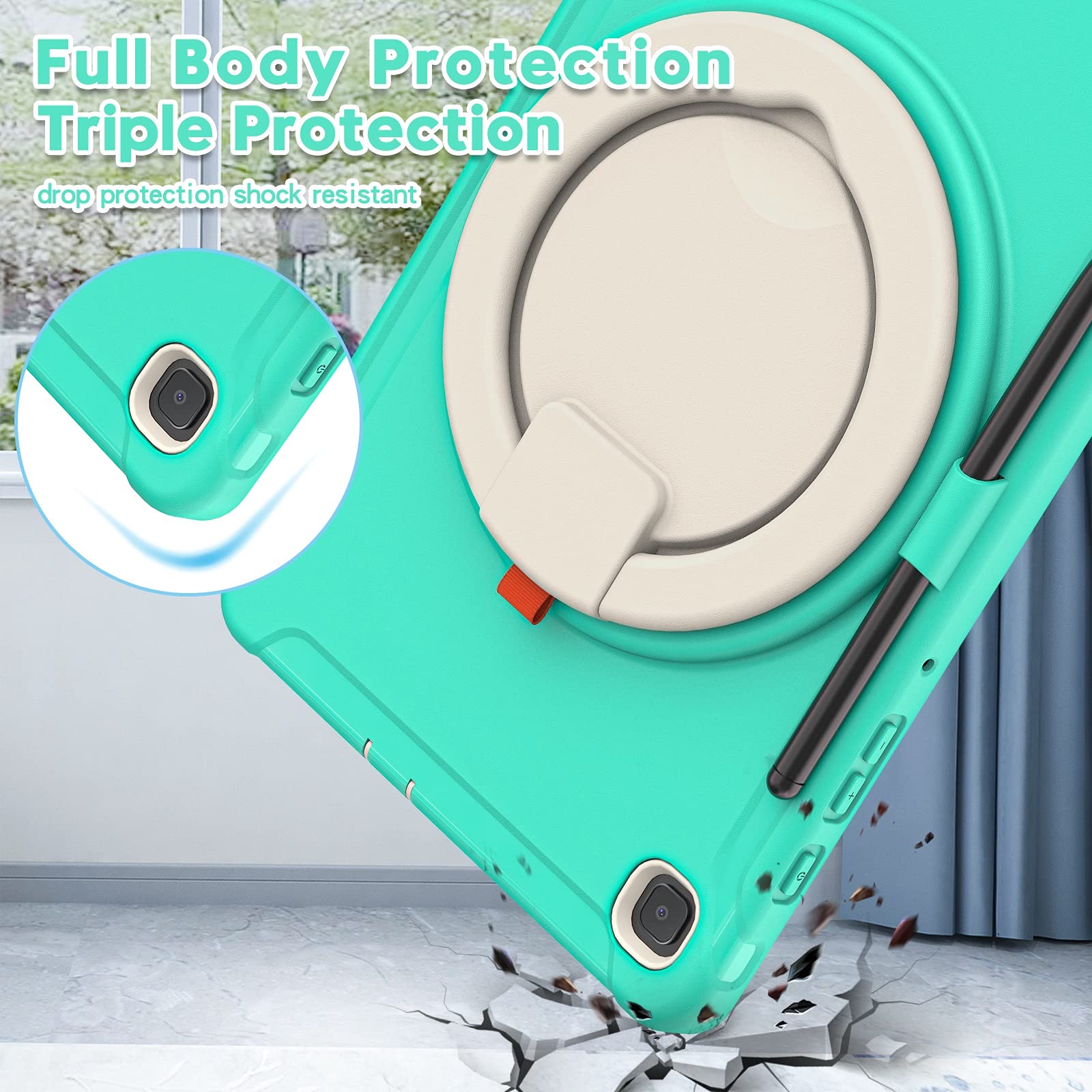 Tablet PC Case Kids Cover Compatible with Samsung Galaxy Tab S6 Lite 10.4"/ P610 - Rotating Shockproof Handle with Stand Kid-Proof Case,Rugged Heavy Duty Protective Tablet Case Tablet Home (Color : M