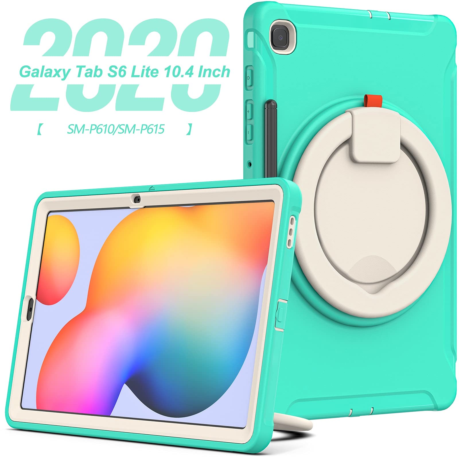 Tablet PC Case Kids Cover Compatible with Samsung Galaxy Tab S6 Lite 10.4"/ P610 - Rotating Shockproof Handle with Stand Kid-Proof Case,Rugged Heavy Duty Protective Tablet Case Tablet Home (Color : M