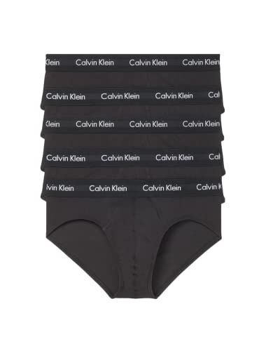 Calvin Klein Men's Cotton Stretch 5-Pack Hip Brief, 5 Black, L
