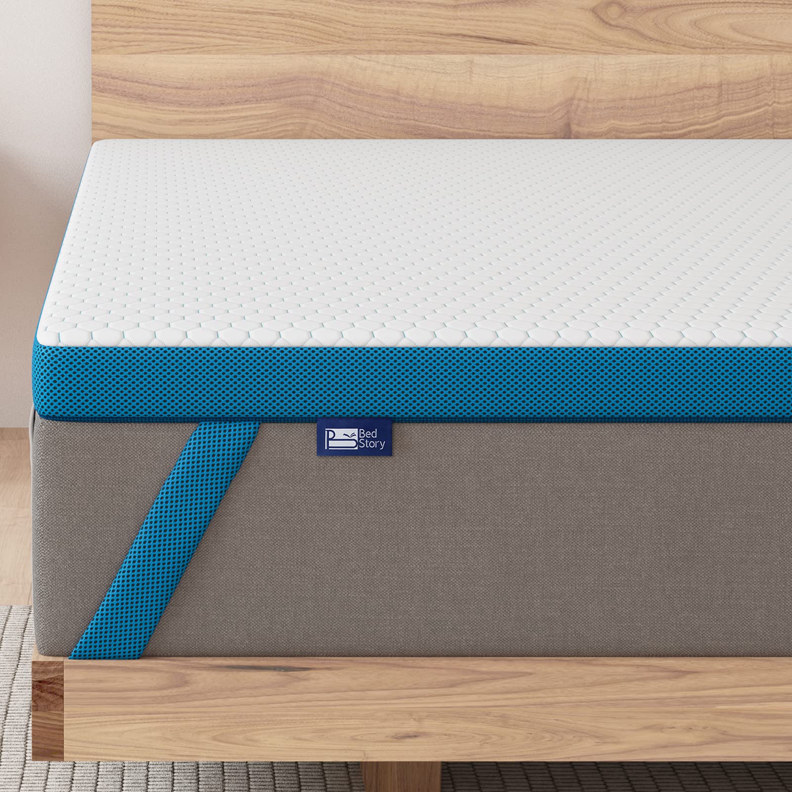 BedStory 4 Inch Firm Mattress Topper Queen Size, Extra Firm Pain-Relief Memory Foam Bed Topper, Gel Bamboo Charcoal Copper Green Tea Infused, Skin-Friendly Non-Slip Cooling Pad, CertiPUR-US Certified