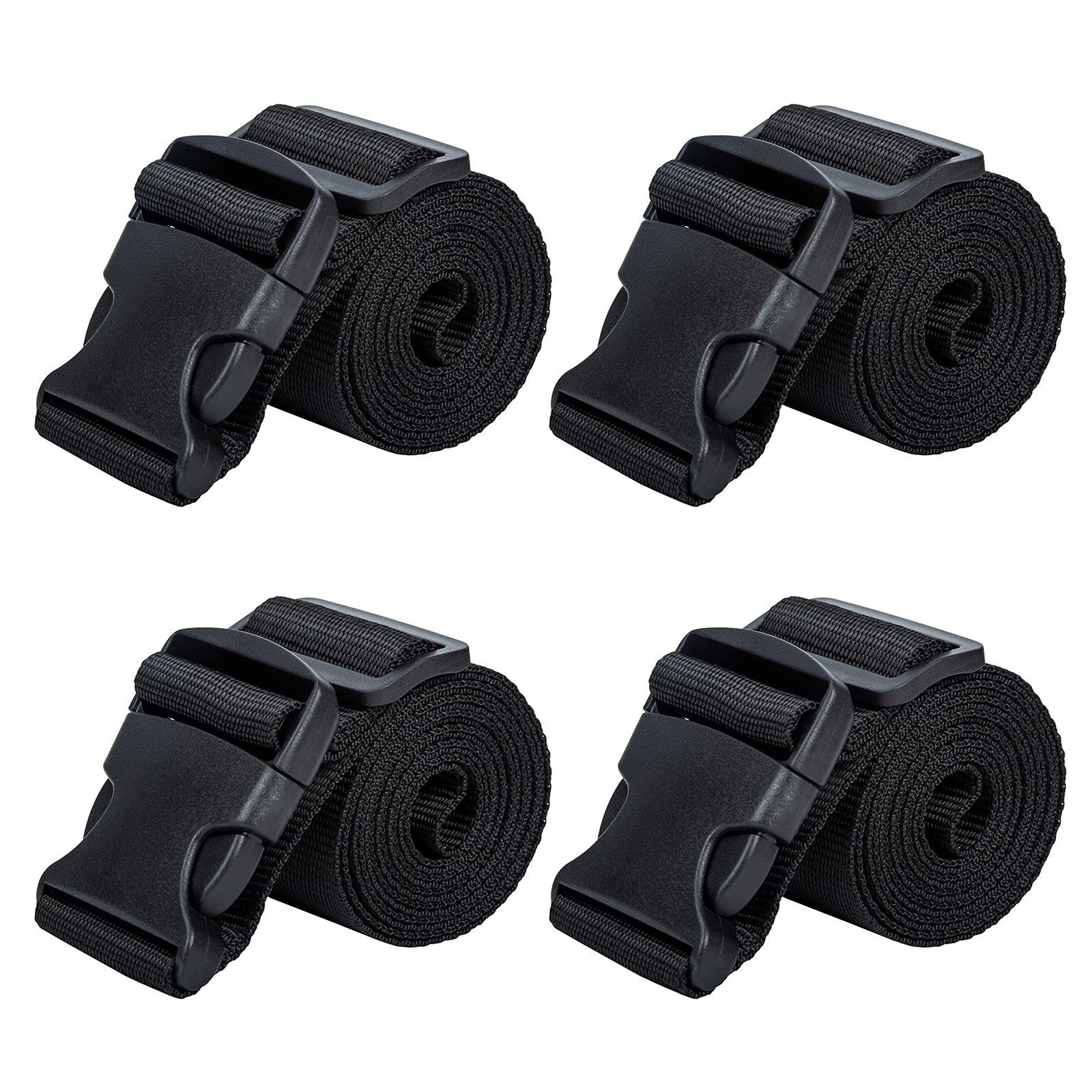 Darller 4 PCS 74" x 2" Luggage Straps Suitcase Belts Wide Adjustable Packing Straps Travel Accessories, Black