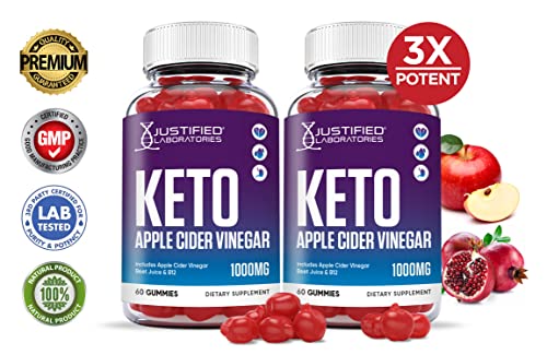 Justified Laboratories (2 Pack) Keto Blast Gummies 1000MG ACV with Pomegranate Juice Beet Root B12 120 Gummys