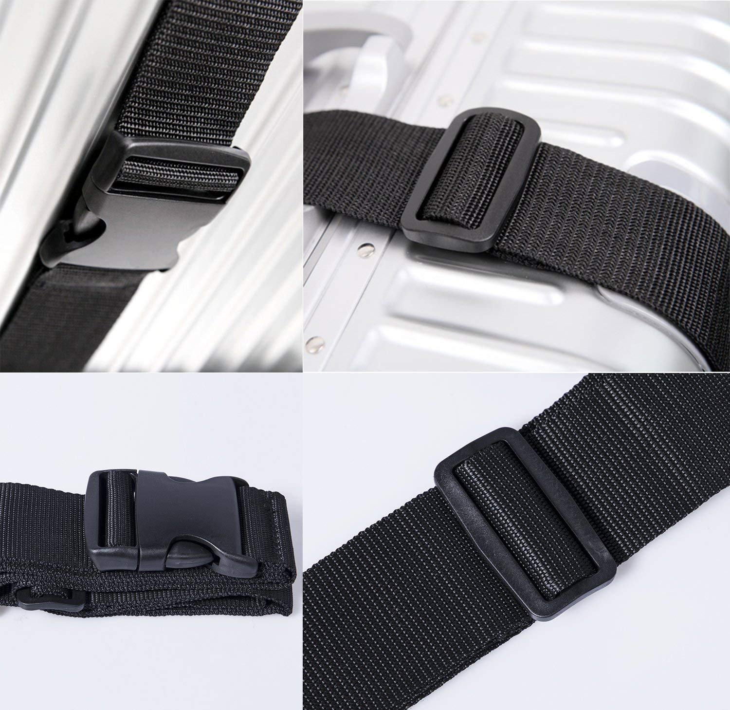 Darller 4 PCS 74" x 2" Luggage Straps Suitcase Belts Wide Adjustable Packing Straps Travel Accessories, Black