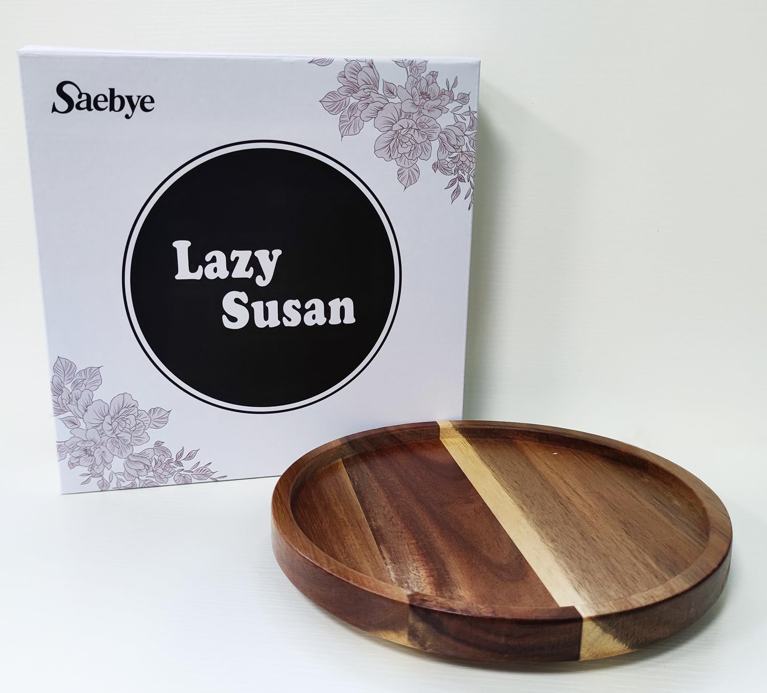 Saebye 9" Acacia Wood Lazy Susan, Turntable Organizer, Lazy Susan Turntable for Cabinet, Pantry, Table, Spice Rack