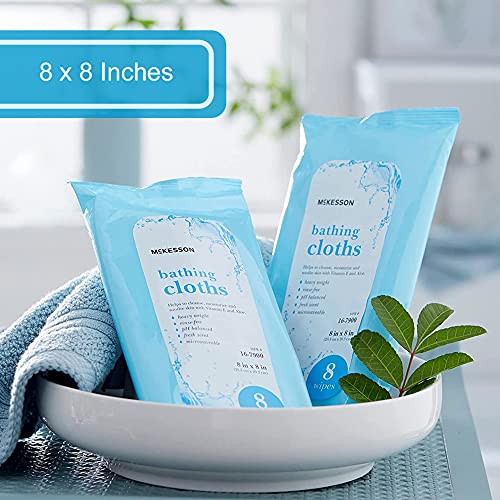 McKesson No Rinse Bathing Cloths, Singe Use Shower Wipes, Fresh Scent, pH Balanced, Purified Water, Aloe, 8 Wipes, 44 Packs, 352 Total