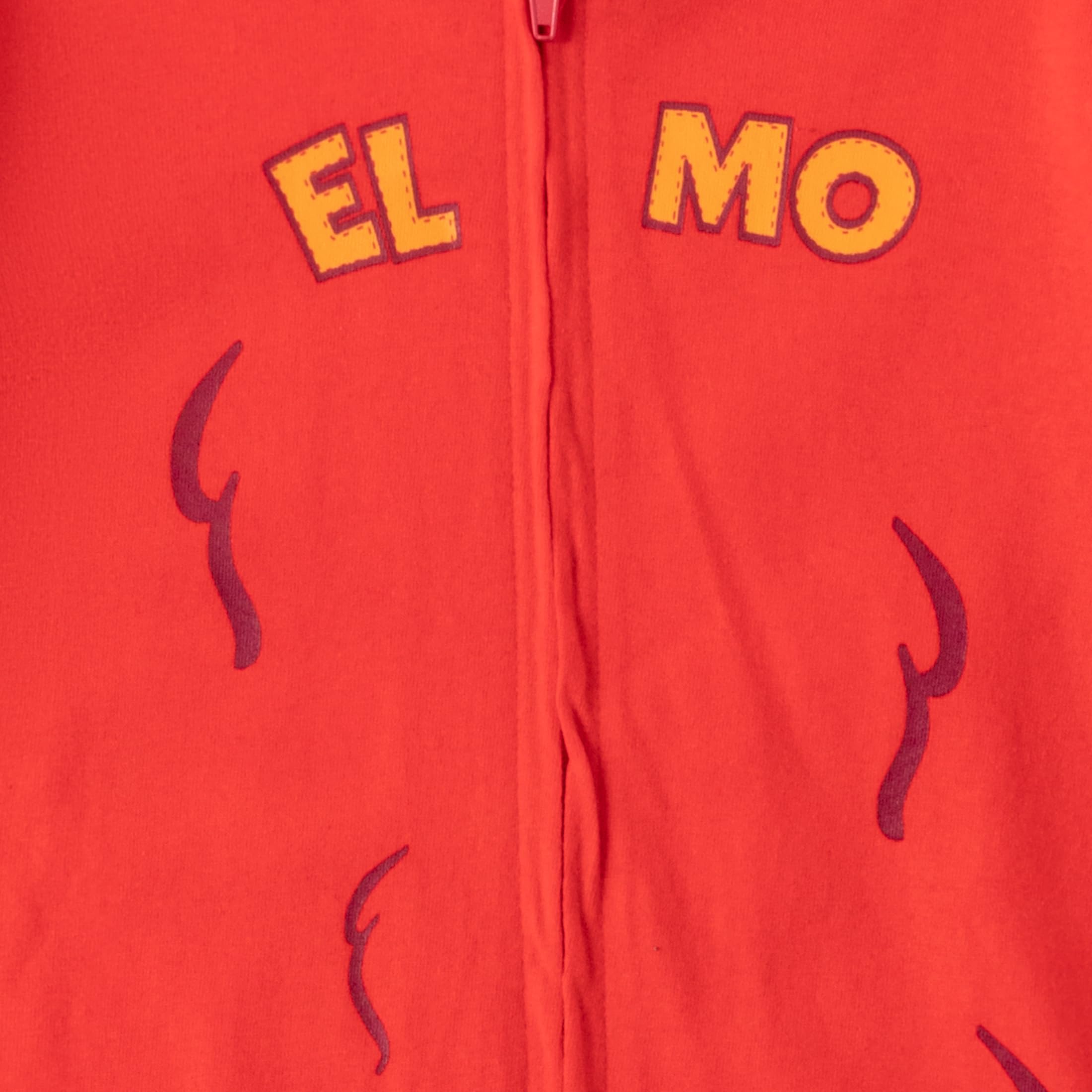 Sesame Street Boys’ Elmo or Cookie Monster Zip Up Long Sleeve Hooded Romper for Newborn, Infant and Toddler Kids