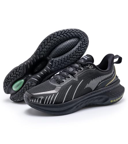 Mens Workout Shoes for Gym Lifting Cross Trainer Comfortable Crossfit Wide Toe Box Athletic Sports Running Shoes Black Size US Men 8.5