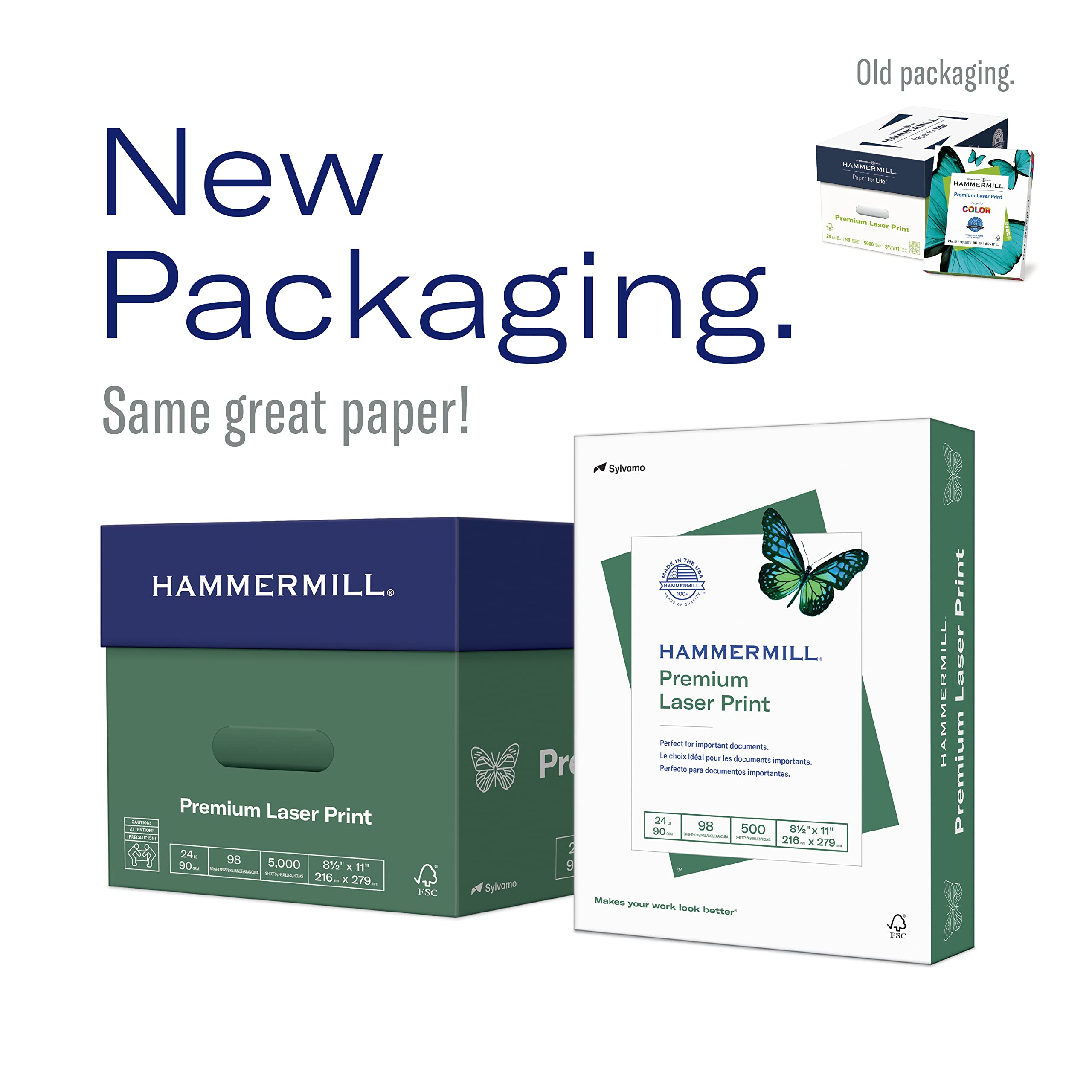 Hammermill Paper, Premium Laser Print Paper 8.5 x 11 Paper, Letter Size, 3 Hole, 24lb Paper, 98 Bright, 1 Ream / 500 Sheets (107681R)