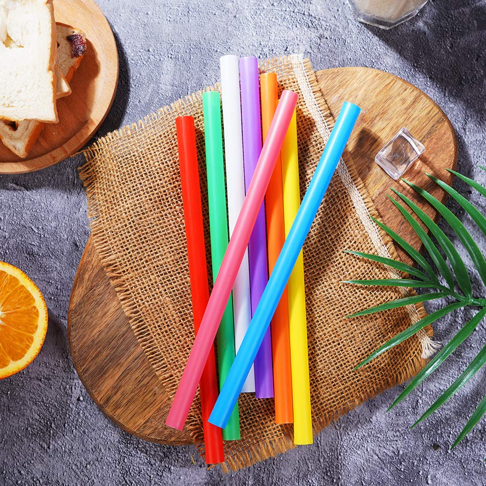 200 PCS Jumbo Smoothie Straws, Colorful Disposable Plastic Large Wide-mouthed Milkshake Straw (0.43" Diameter and 8.2" long)