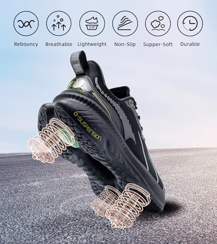 Mens Workout Shoes for Gym Lifting Cross Trainer Comfortable Crossfit Wide Toe Box Athletic Sports Running Shoes Black Size US Men 8.5