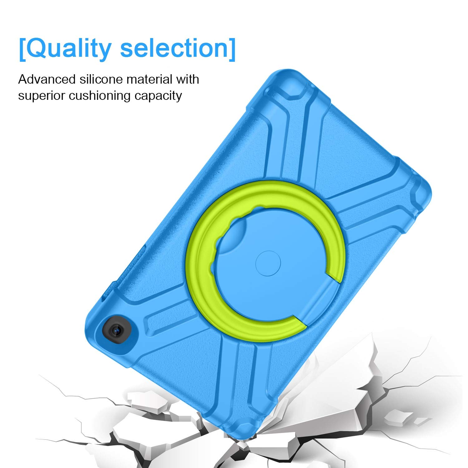 Stand Tablet Cover Kids Tablet Cover Compatible with Samsung Galaxy Tab A 10.1 T510/ T515 2019,with Folding Handle Stand, Rotating Kickstand,Heavy Duty Rugged Shockproof Protective Case Cover ( Color
