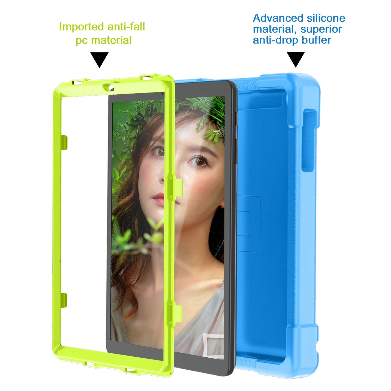 Stand Tablet Cover Kids Tablet Cover Compatible with Samsung Galaxy Tab A 10.1 T510/ T515 2019,with Folding Handle Stand, Rotating Kickstand,Heavy Duty Rugged Shockproof Protective Case Cover ( Color