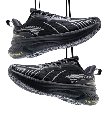 Mens Workout Shoes for Gym Lifting Cross Trainer Comfortable Crossfit Wide Toe Box Athletic Sports Running Shoes Black Size US Men 8.5
