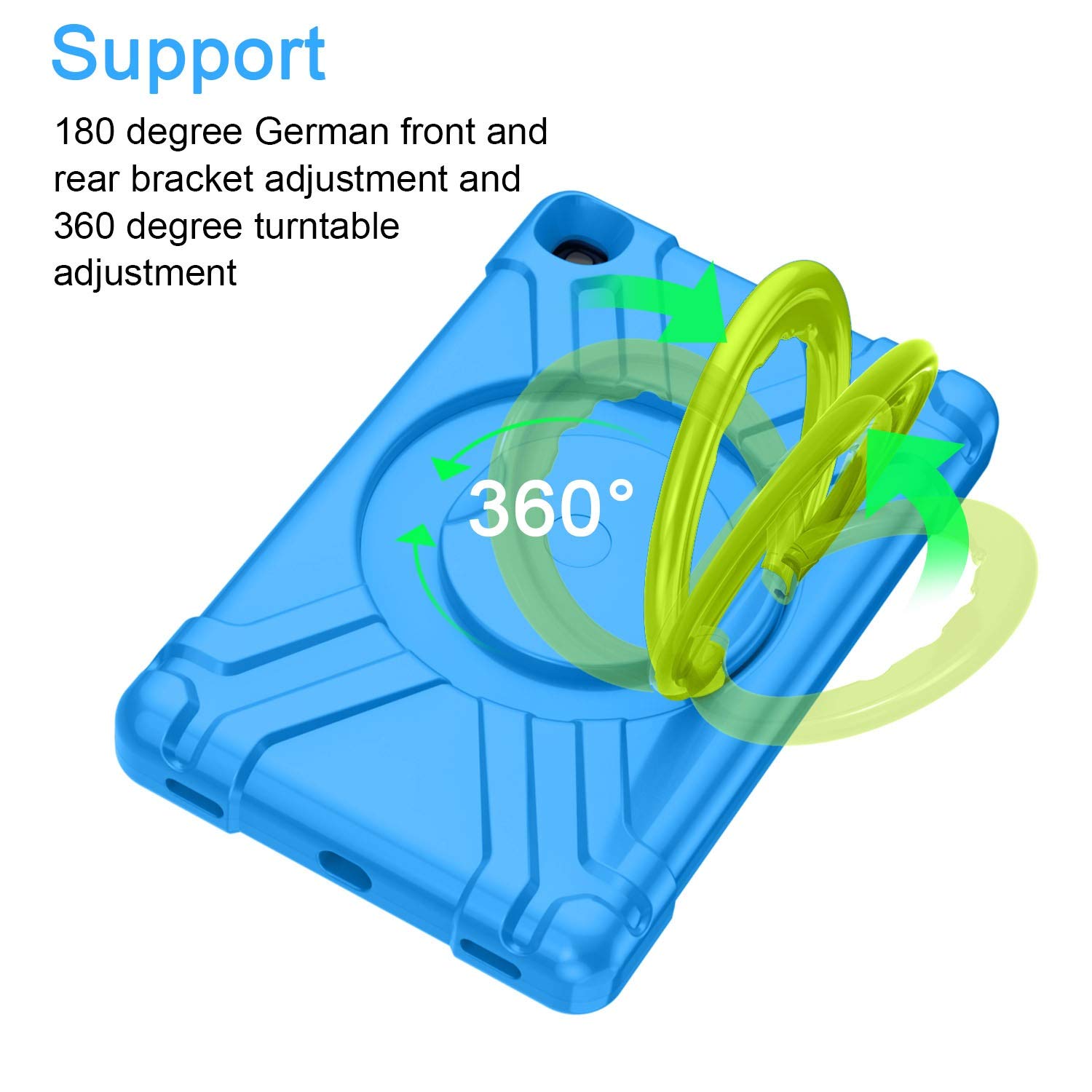 Stand Tablet Cover Kids Tablet Cover Compatible with Samsung Galaxy Tab A 10.1 T510/ T515 2019,with Folding Handle Stand, Rotating Kickstand,Heavy Duty Rugged Shockproof Protective Case Cover ( Color