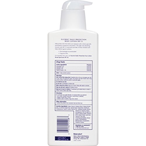 Eucerin Daily Hydration Lotion with SPF 15 - Broad Spectrum Body Lotion for Dry Skin - 16.9 fl. Oz. Pump Bottle