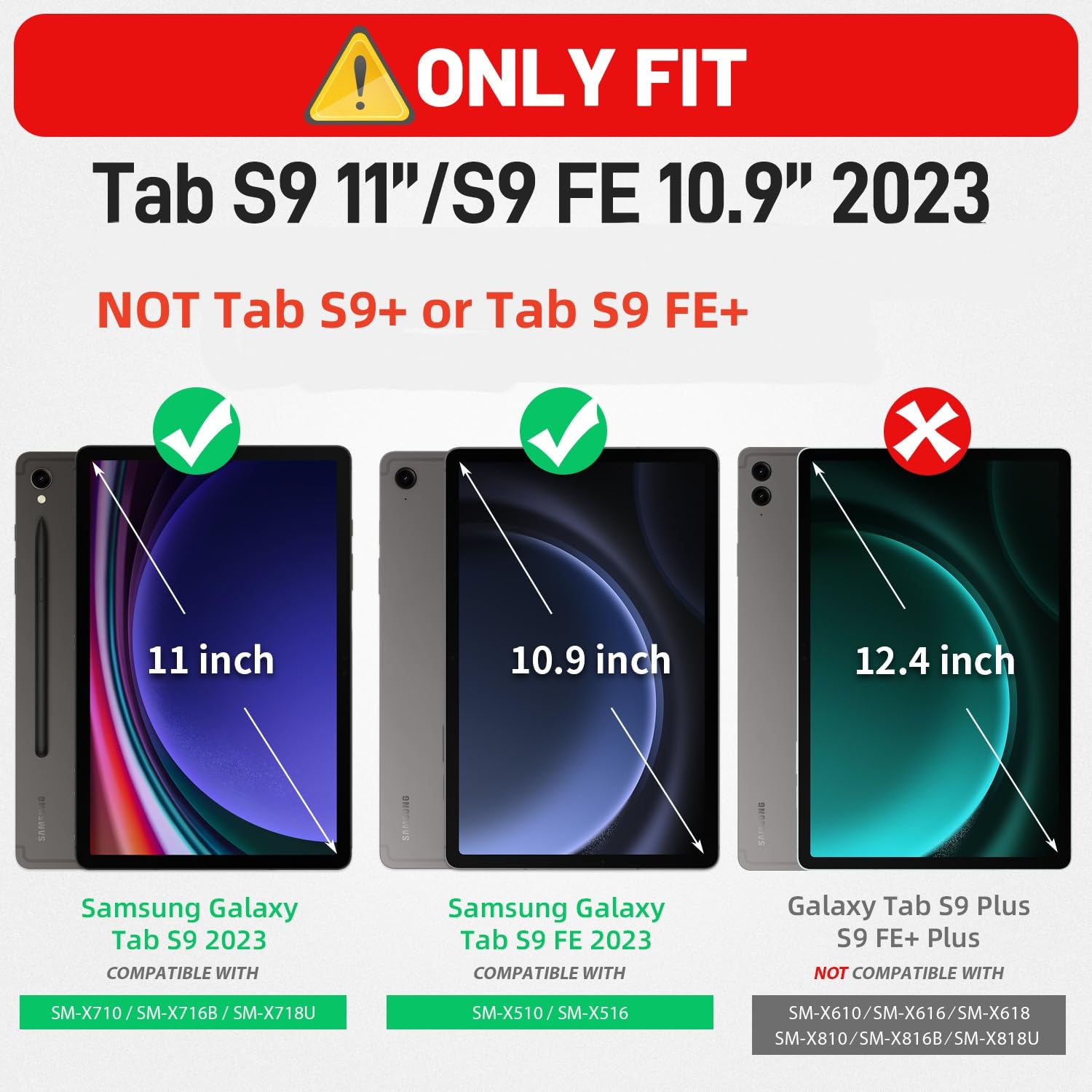 HXCASEAC Case for Galaxy Tab S9 / S9 FE 5G Case, Protective with Screen Protector/Hand Strap/S Pen Holder, Heavy Duty Shockproof for Samsung Galaxy S9 FE Tablet Case 10.9 inch / 11 inch - Black