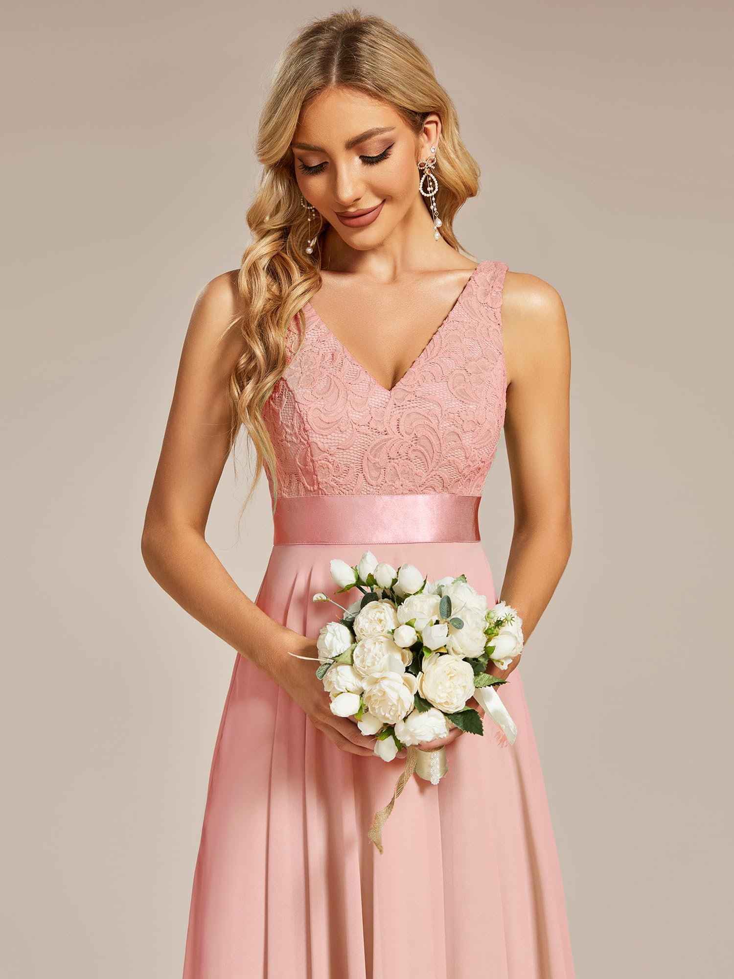 Ever-Pretty Women's Deep V-Neck A Line Sleeveless Summer Dance Party Dresses Pink US12
