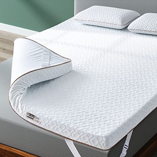 BedStory Memory Foam Mattress Topper Full - 4 Inch Copper Infused Bed Toppers - High Density Foam and Premium Soft Cover, CertiPUR-US Certified