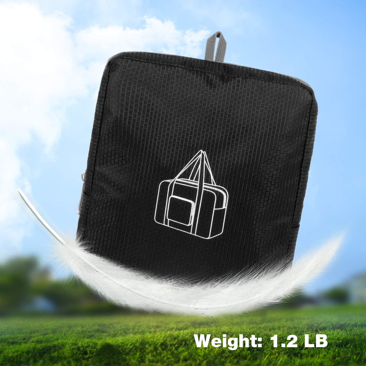 24" Foldable Duffle Bag 60L for Travel Gym Sports Lightweight Luggage Duffel By WANDF (24 inches (60 Liter), Black 24'')