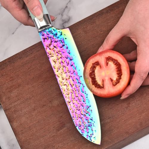 Kitchen Knife Set Non Stick Knives with Wood Storage, Serrated Steak Knife, Chef Knife, Scissors with Sharpener, 15Pcs Ultra-Sharp Cutlery Block Sets for Home & Pro Use Best Gift (Teal)