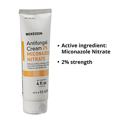 McKesson Antifungal Cream, 2% Miconazole Nitrate, Relives Jock Itch, Ringworm and Athlete Foot, 4 oz, 2 Count
