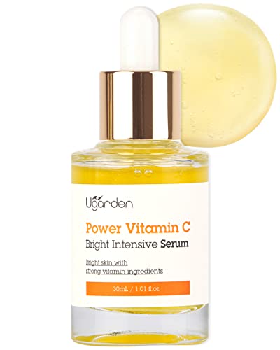UGARDEN Power Vitamin C Bright Intensive Serum with Snail Mucin - Hypoallergenic Skin Glow & Rejuvenating Face Ampoule - Improves Skin Tone & Troubles, 1.01 fl.oz.