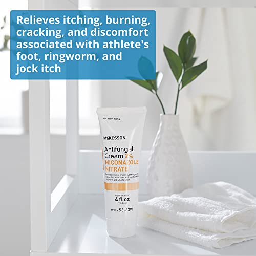 McKesson Antifungal Cream, 2% Miconazole Nitrate, Relives Jock Itch, Ringworm and Athlete Foot, 4 oz, 2 Count