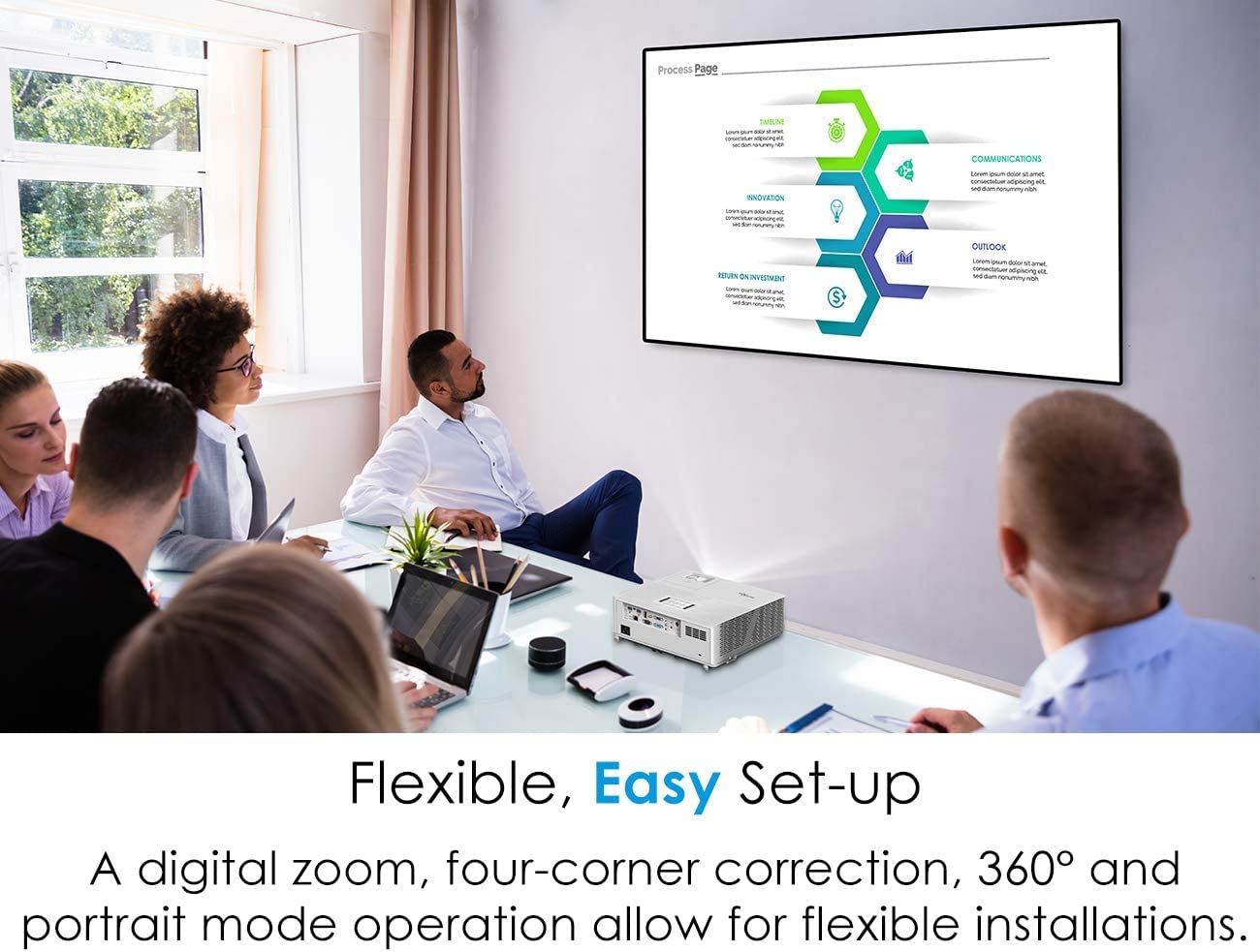 Optoma ZH406STx Short Throw Full HD Professional Laser Projector | DuraCore Laser Technology | High Bright 4,200 Lumens | 4K HDR Input | Four Corner Image Adjustment | Network Compatible