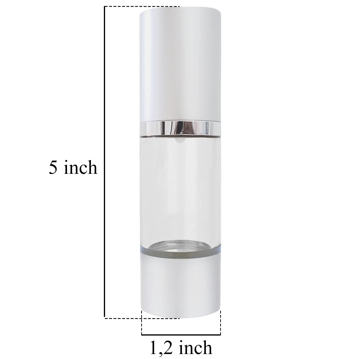Sterile Airless Pump Container - 1oz Refillable Travel Pump Bottle for Makeup, Serums & Creams - Lightweight, Shockproof & Leakproof - BPA Free