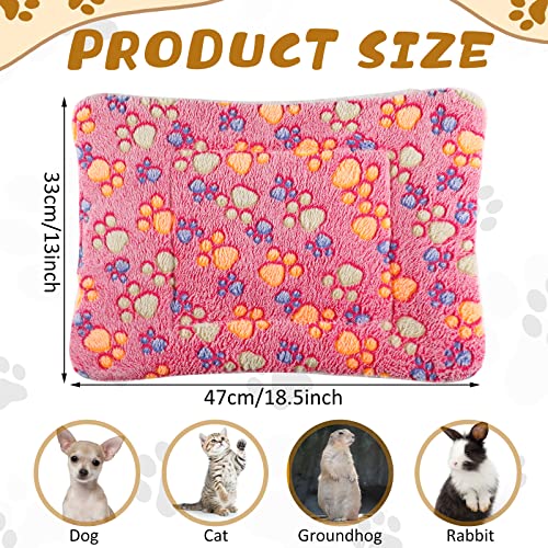 5 Pcs Guinea Pig Bed Mat Cute Cats Paw Print Blanket Bed for Small Animal Winter Soft Plush Bunny Dog Cat Bed Thickened Washable Reversible Fleece Crate Bed Mat Hamster Bedding (13 x 18.5 Inch)