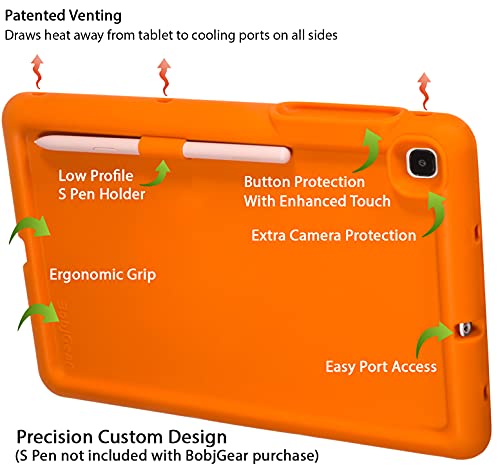 BobjGear Bobj Rugged Tablet Case for Samsung Galaxy Tab S6 Lite 10.4 Models SM-P610, SM-P613, SM-P615, SM-P617, SM-P619 Kid Friendly (Outrageous Orange)