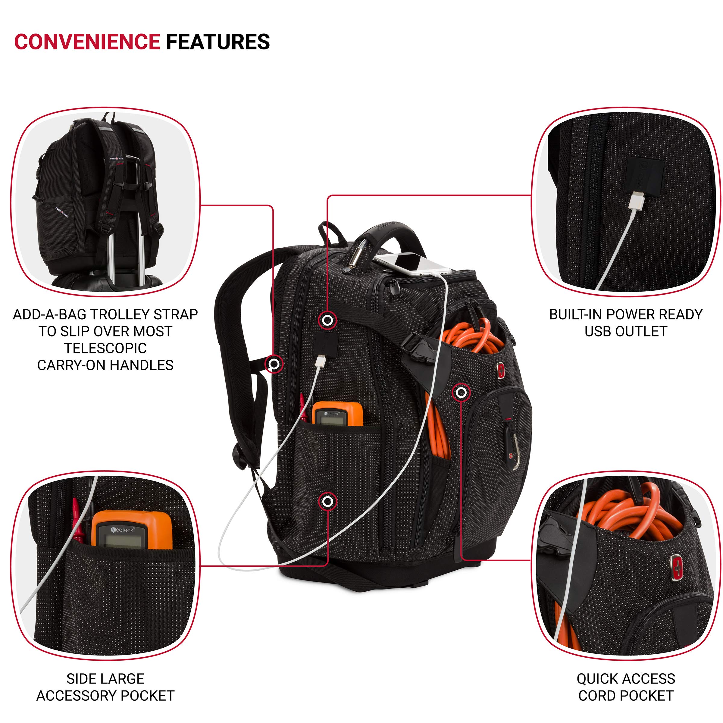 SwissGear Tool Bag Backpack, Fits Up to 17-Inch Laptop, Work Pack PRO, Black