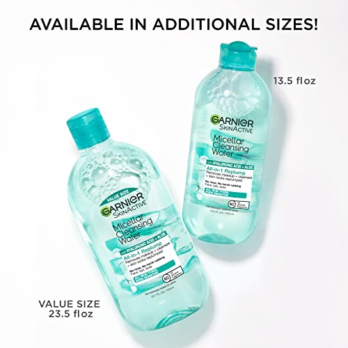 Garnier SkinActive Micellar Water with Hyaluronic Acid & Aloe, Facial Cleanser & Makeup Remover, 13.5 fl. oz, 2 count (Packaging May Vary)