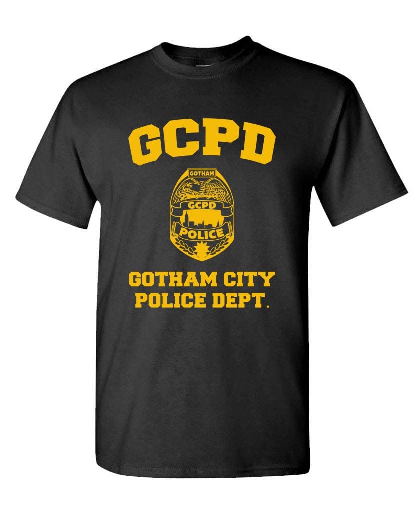 GCPD Gotham City Police DEPT - Arkham Game - Mens Cotton T-Shirt, L, Black