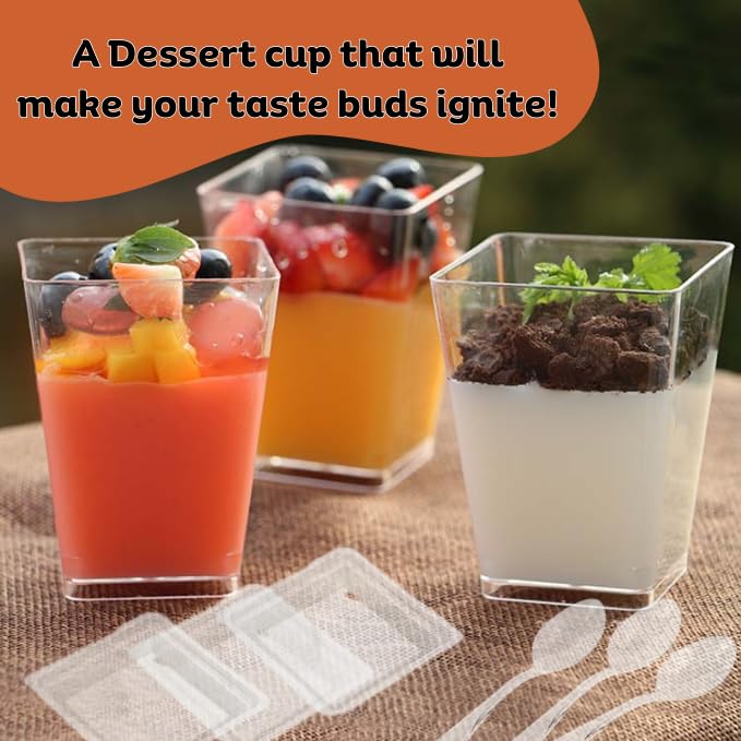Ro&ario 50 Pack 5 oz Dessert Cups with Lids Parfait Cups with Lids Fruit Cups with Lid Appetizer Cups for Party Mini Dessert Cups Clear Plastic Cups Pudding Fruit Ice Cream Cups