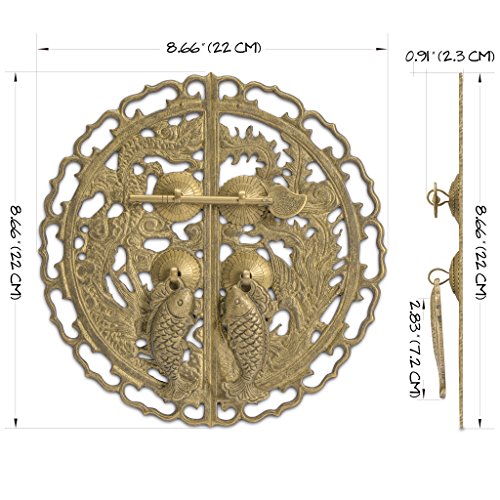 Hardware Philosophy Brass Fish & Dragon Cabinet Face Plate Backplate Hardware Set 9"