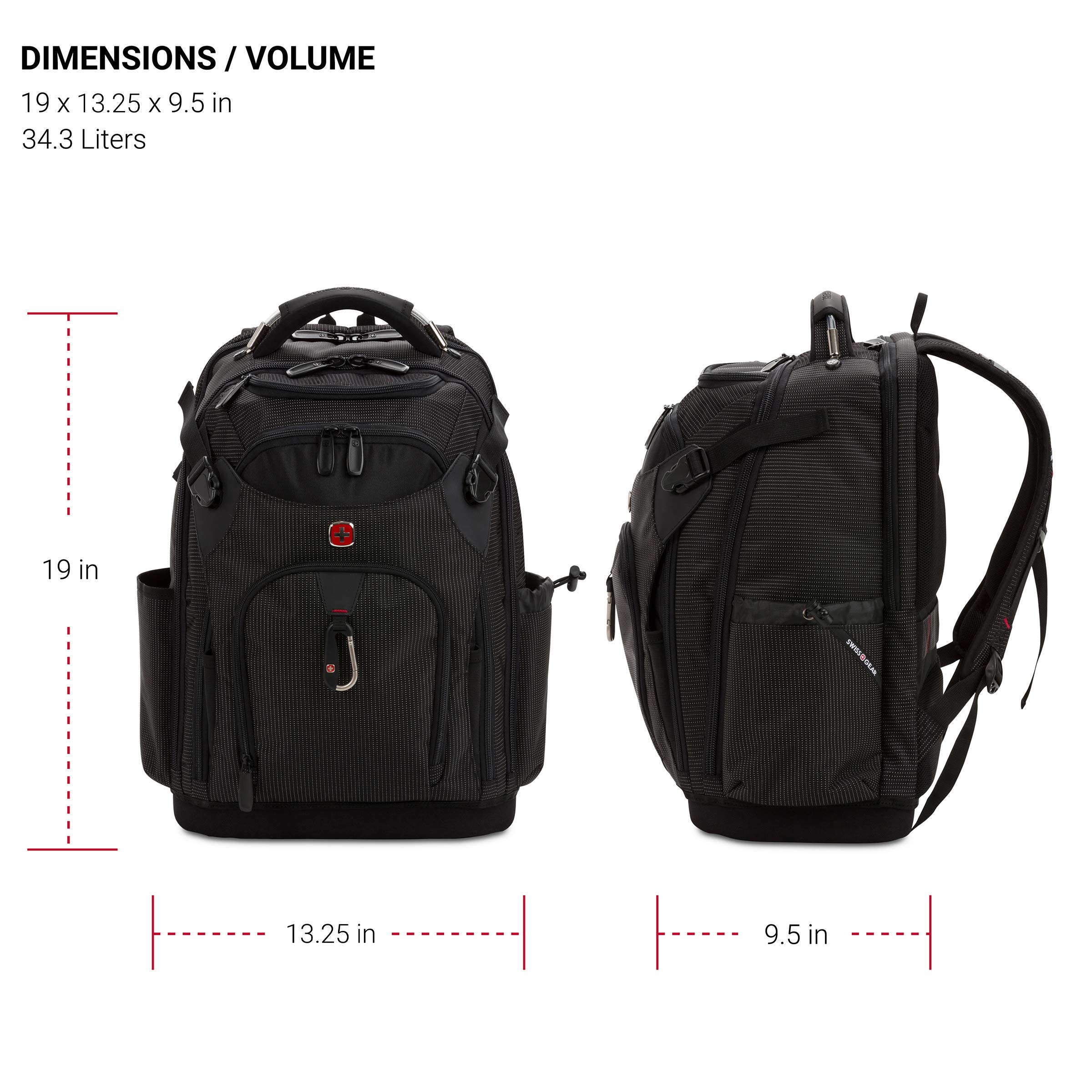 SwissGear Tool Bag Backpack, Fits Up to 17-Inch Laptop, Work Pack PRO, Black