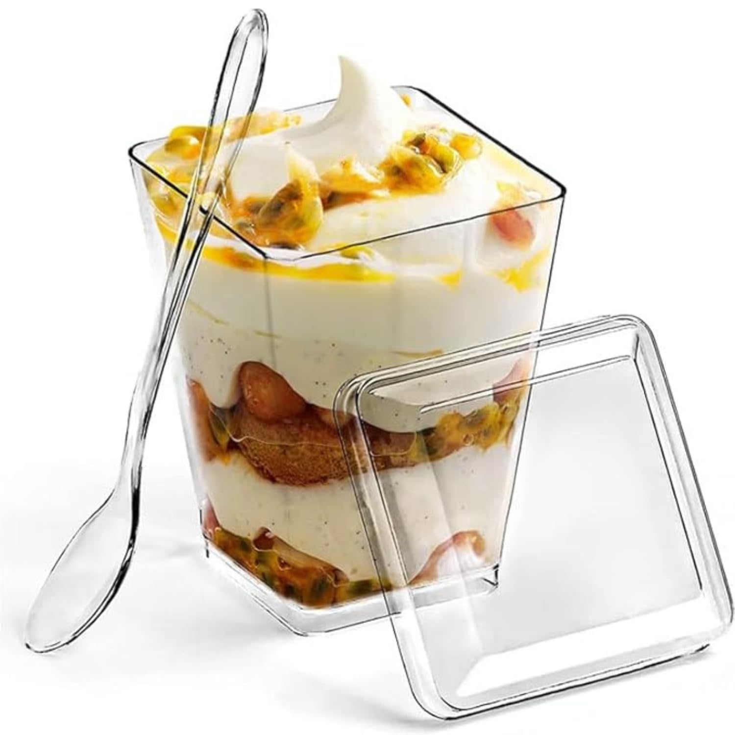 Ro&ario 50 Pack 5 oz Dessert Cups with Lids Parfait Cups with Lids Fruit Cups with Lid Appetizer Cups for Party Mini Dessert Cups Clear Plastic Cups Pudding Fruit Ice Cream Cups