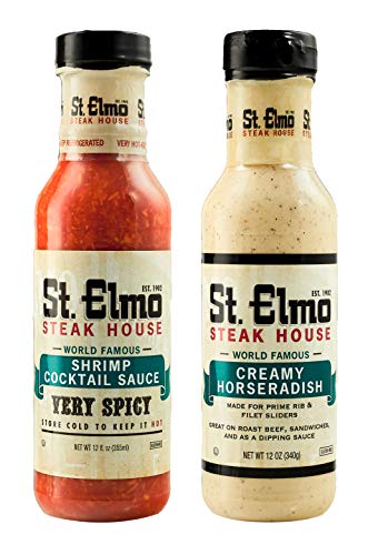 St Elmo Steak House Cocktail Sauce and Creamy Horseradish Bundle, Extra Spicy Combo for Steak and Seafood