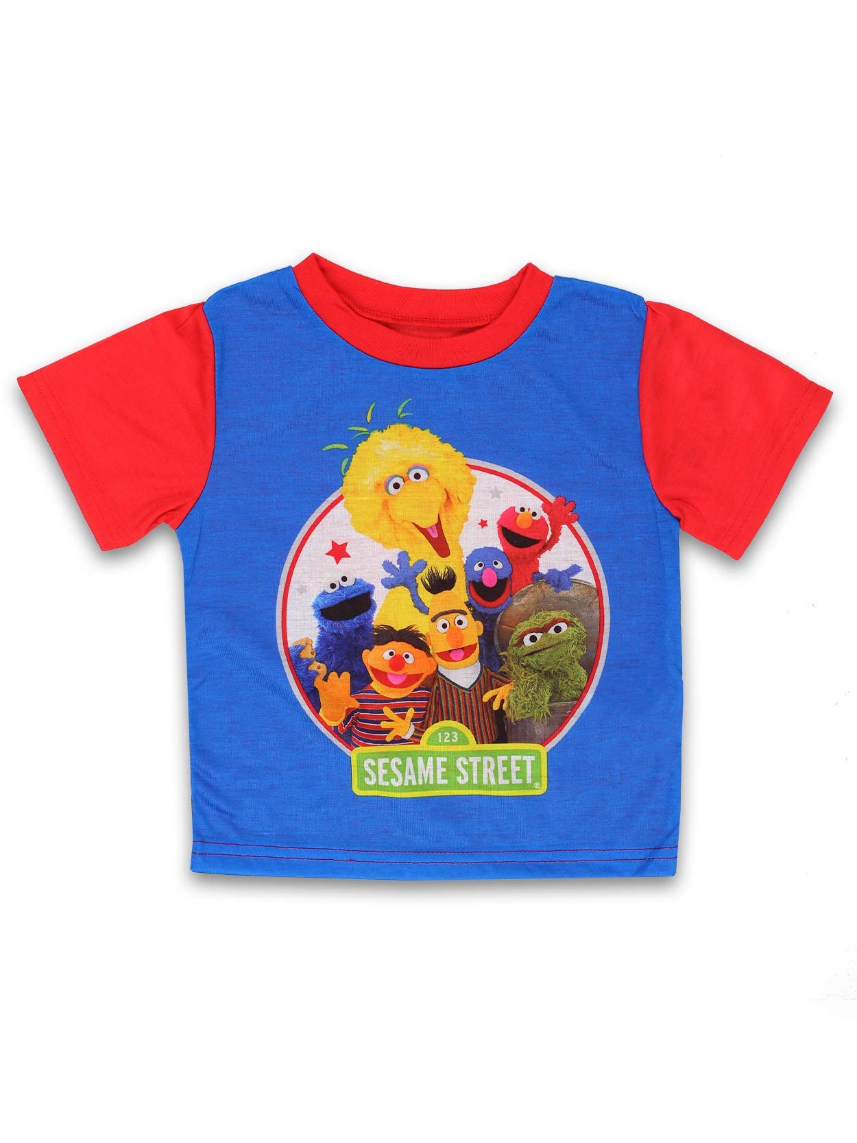Sesame Street Elmo Toddler Boys 2 Piece Short Sleeves Pants Pajamas Set (2T, Red/Blue)