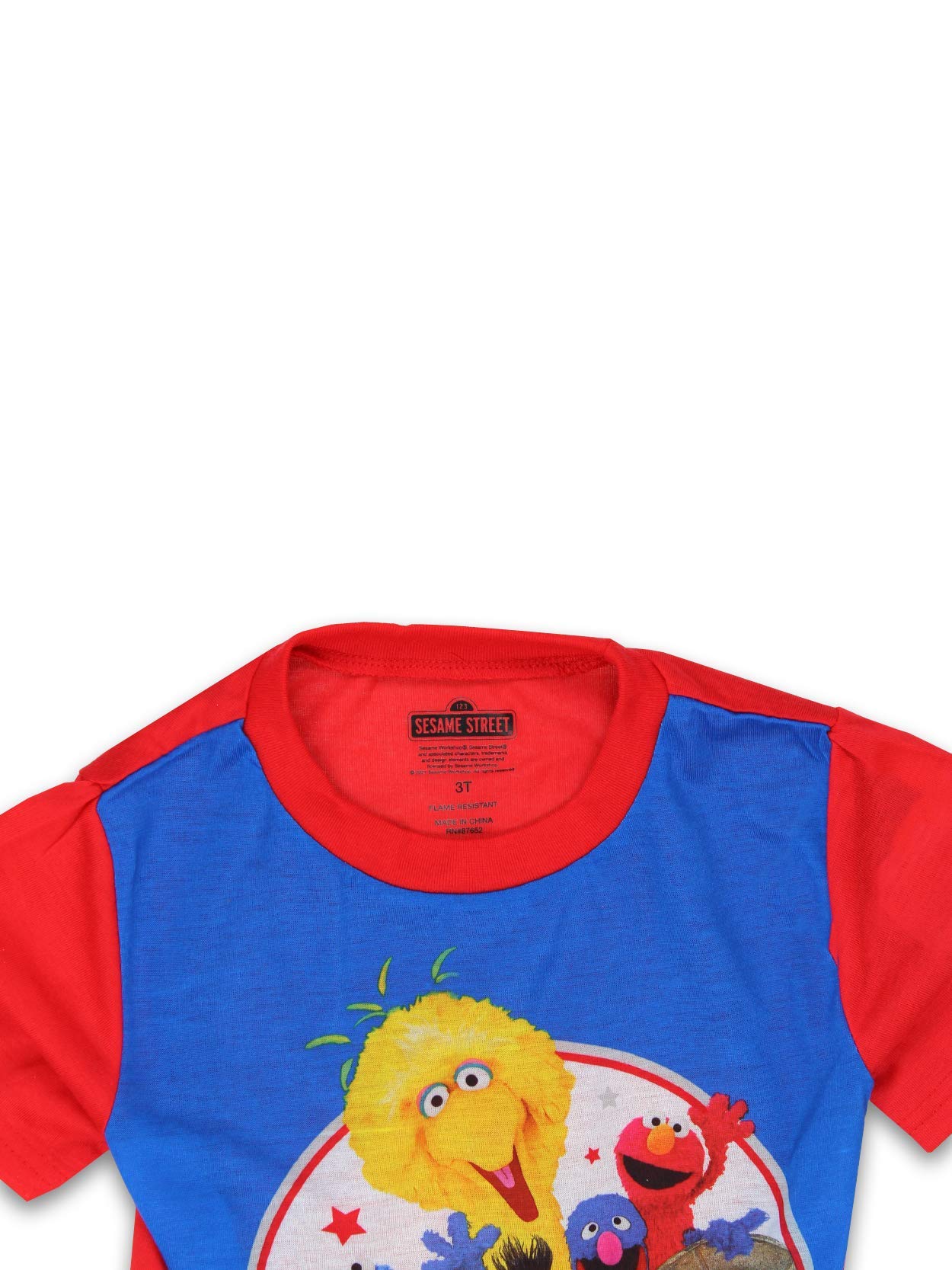 Sesame Street Elmo Toddler Boys 2 Piece Short Sleeves Pants Pajamas Set (2T, Red/Blue)